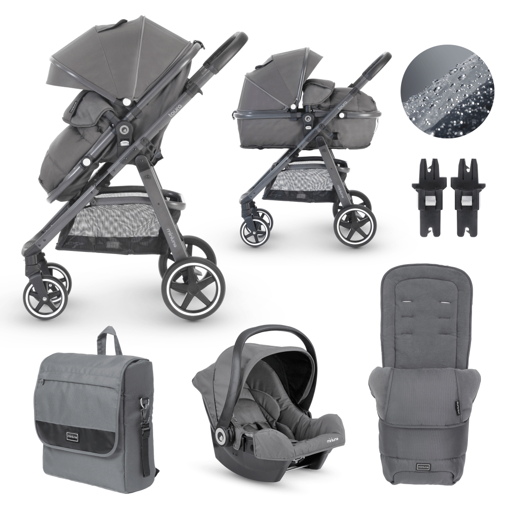 MiniUno Toura 3 in 1 Travel System - Gunmetal - FREE Isofix Base